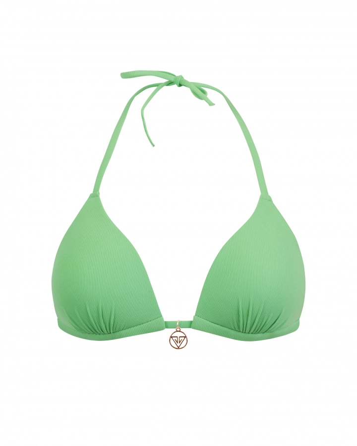 Green Striped Push Up Triangle Bikini Top S Vivien Vance